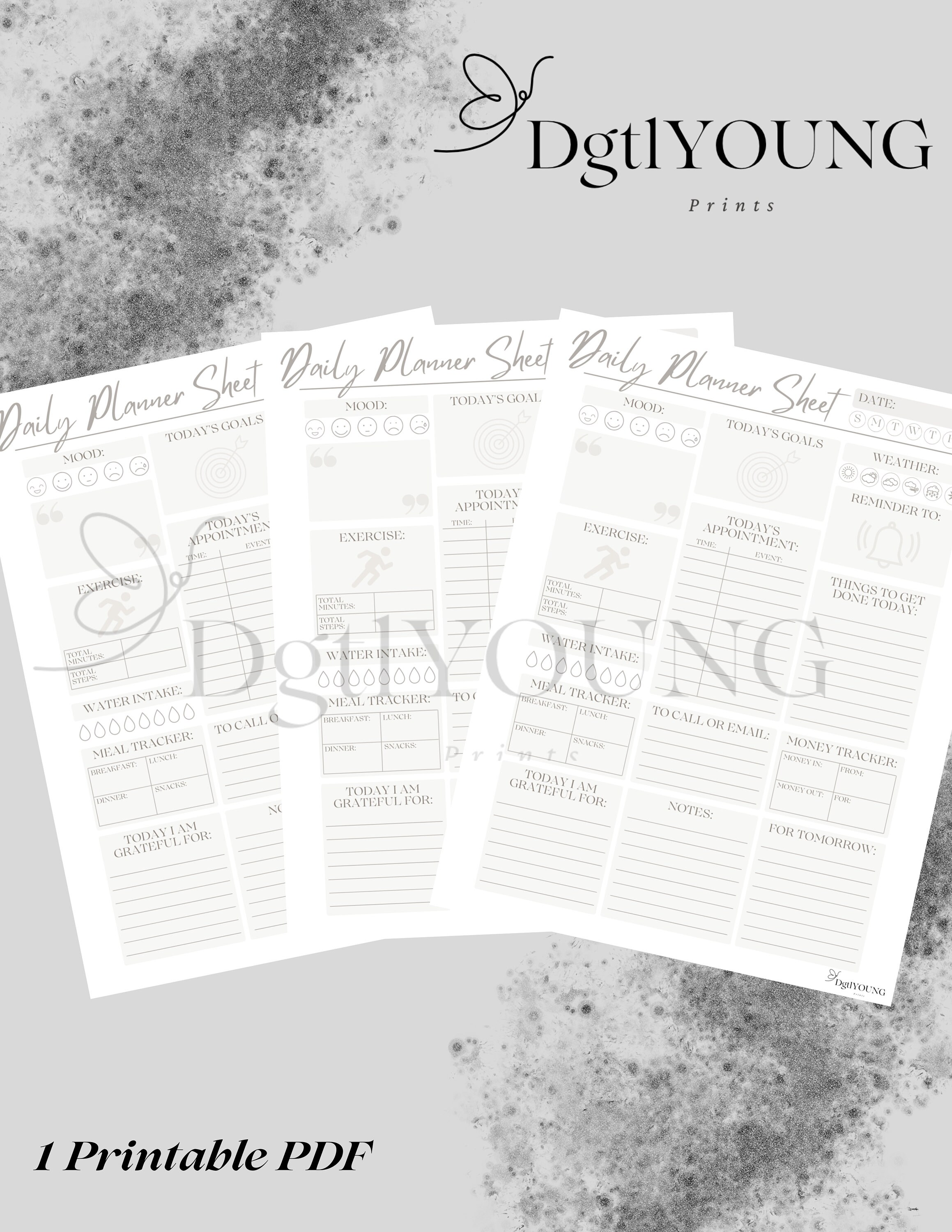 Daily Planner Sheet | Printable PDF | 2023 | Dgtlyoung - Etsy