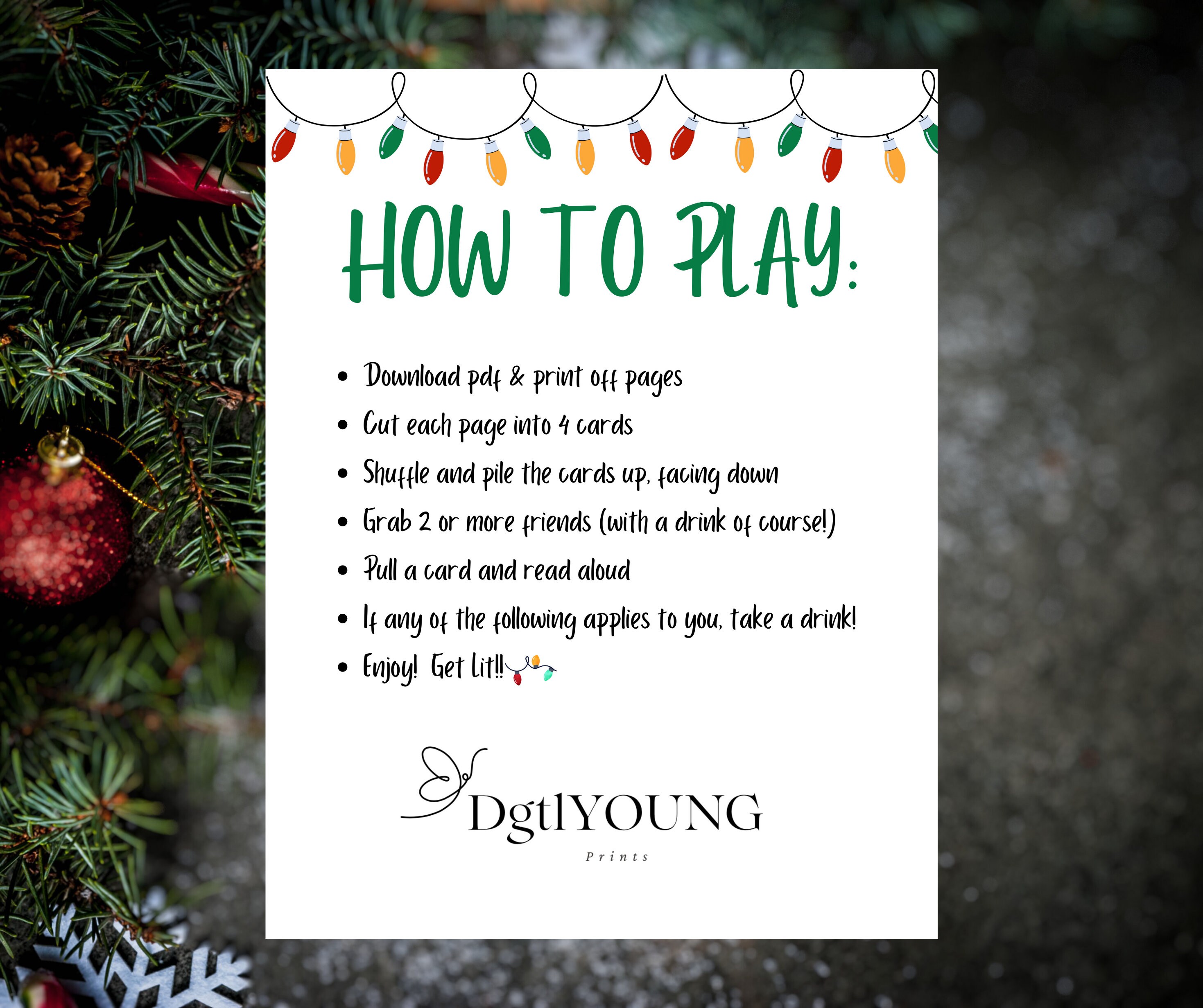 Friendsmas Let’s Get Lit | Christmas Party Drinking Game |printable ...