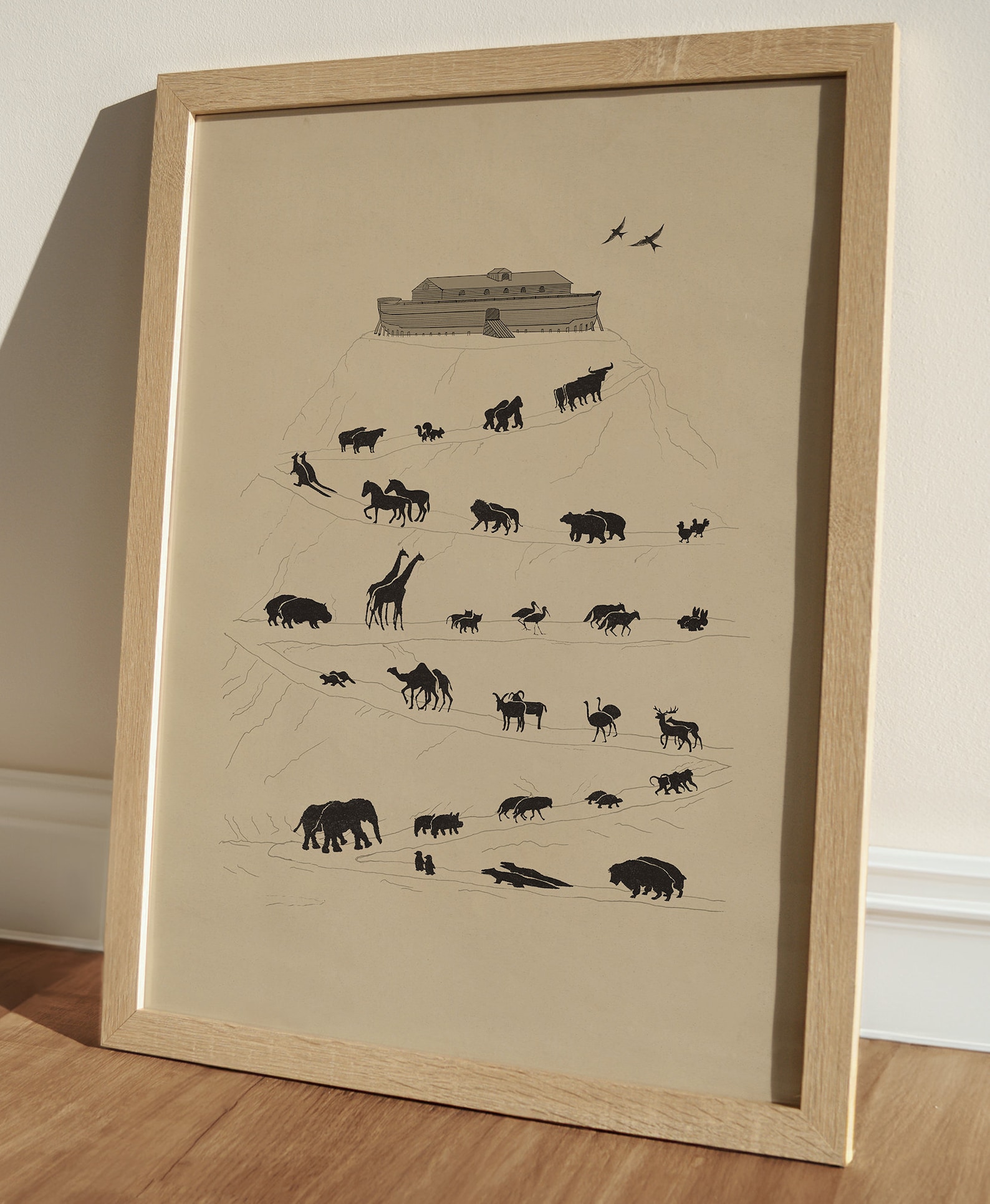 Noah's Ark Framed Art Print | Two of Every Animal Nursery Wall Decor - Etsy