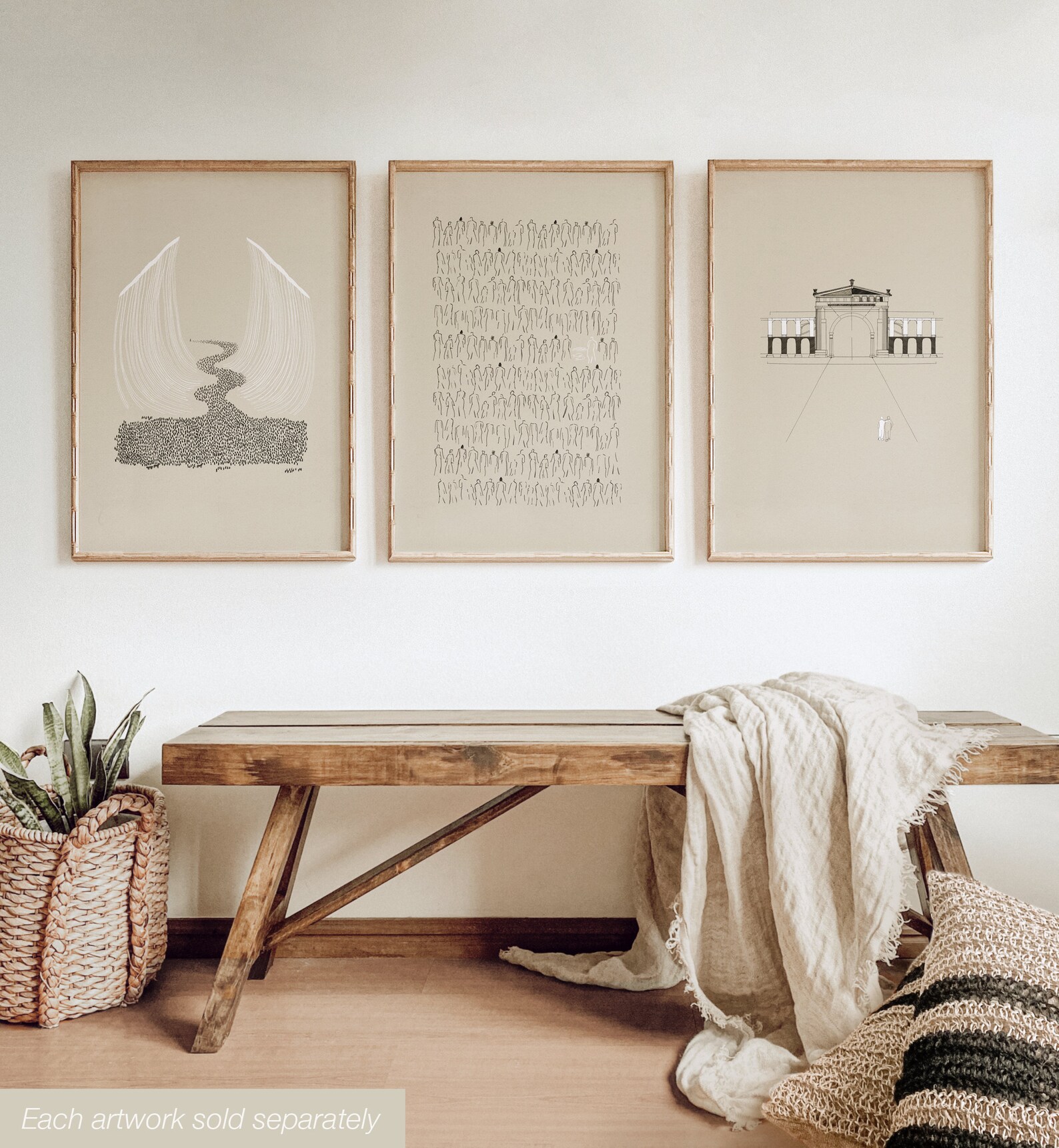 Jesus Feeds the 5000 Framed Art Print | Matthew 14:19 Biblical Beige ...