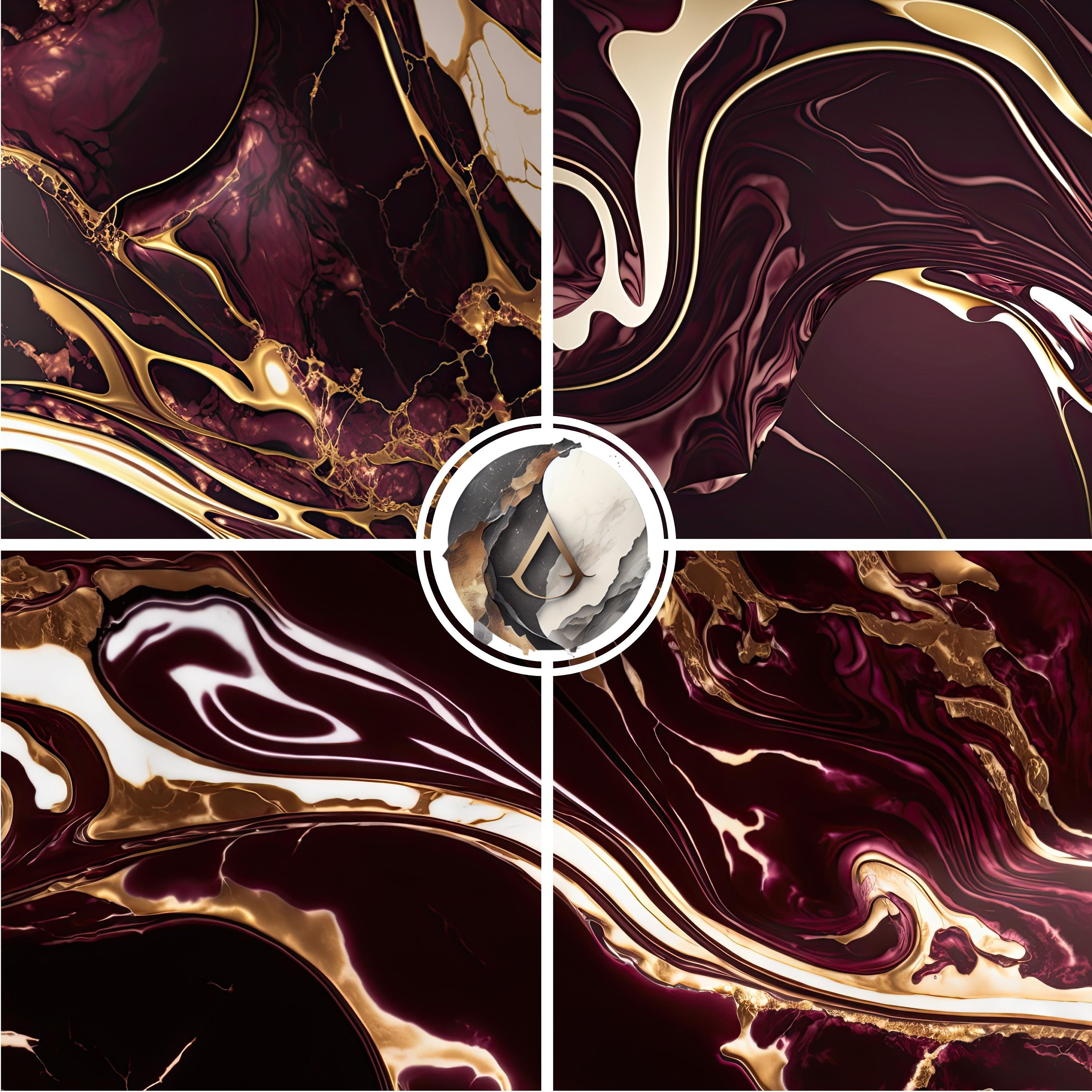Burgundy Gold Marble Digital Paper - Printable Paper for DIY | Perfect ...