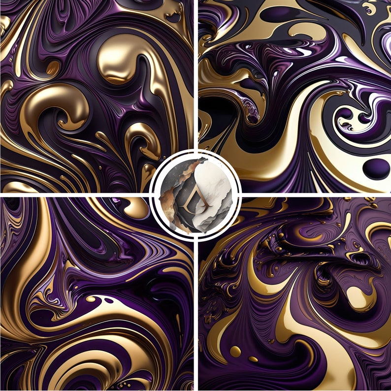 Purple and Gold Marble Digital Paper - Perfect for DIY Arts and Crafts ...