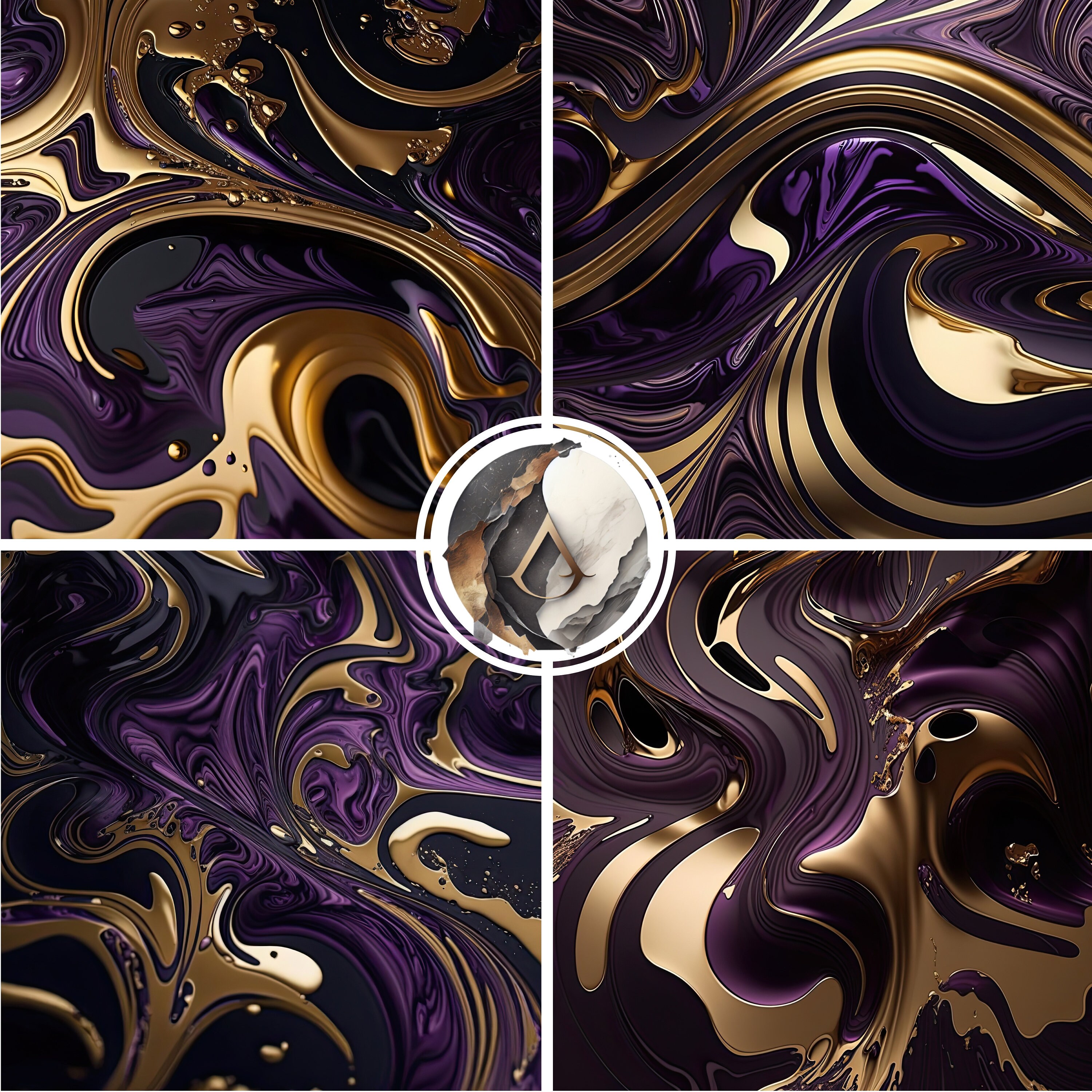 Purple and Gold Marble Digital Paper - Perfect for DIY Arts and Crafts ...