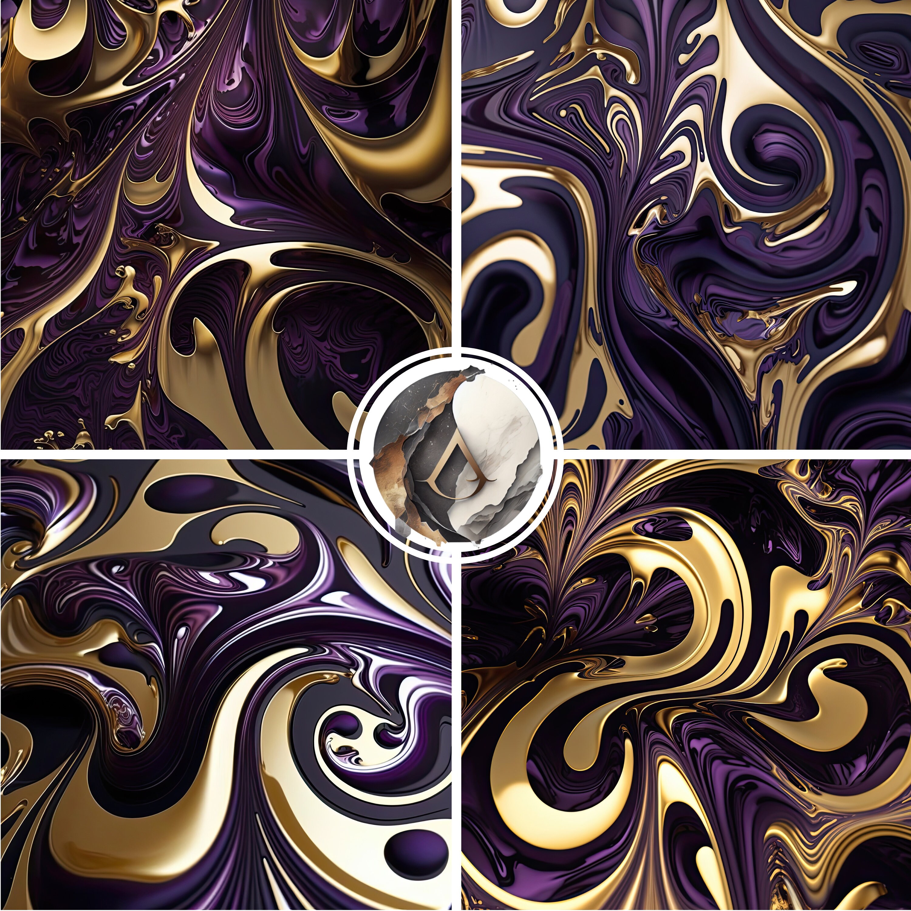 Purple and Gold Marble Digital Paper - Perfect for DIY Arts and Crafts ...