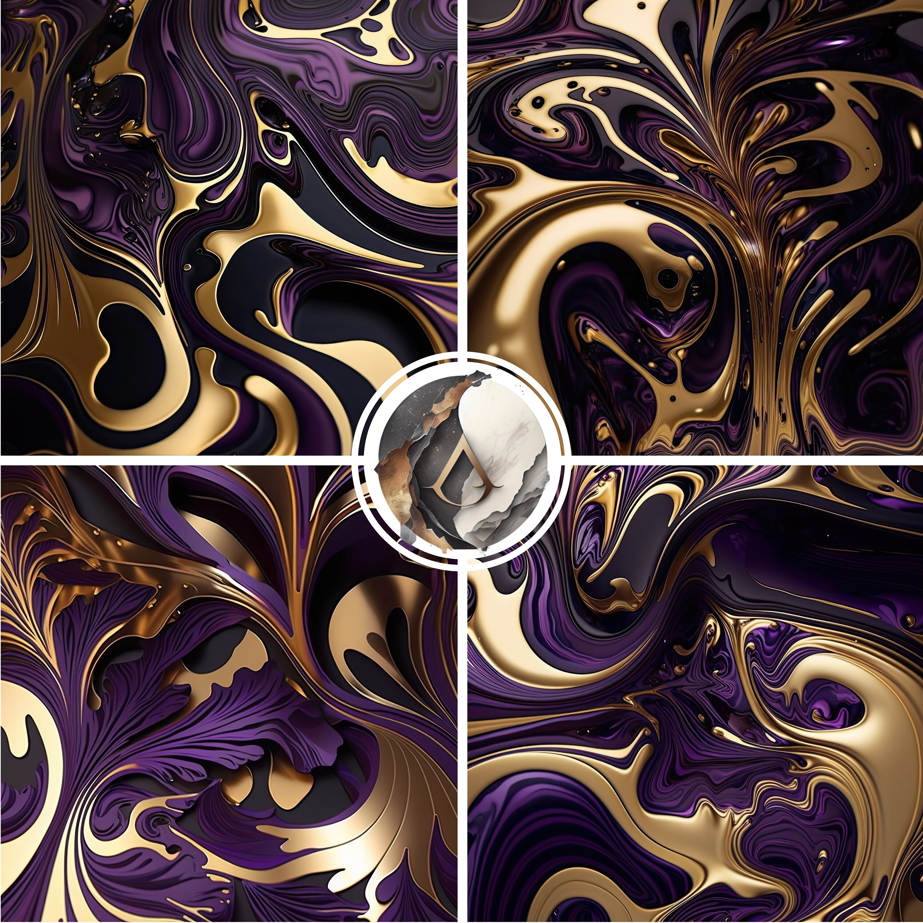 Purple and Gold Marble Digital Paper - Perfect for DIY Arts and Crafts ...