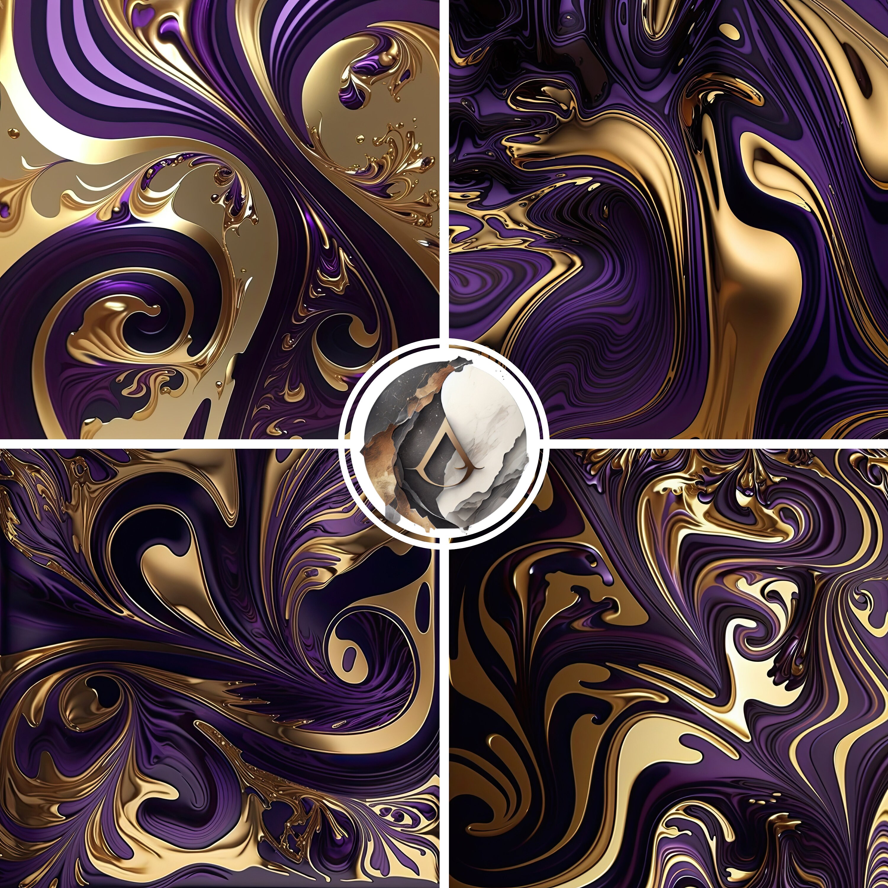 Purple and Gold Marble Digital Paper - Perfect for DIY Arts and Crafts ...