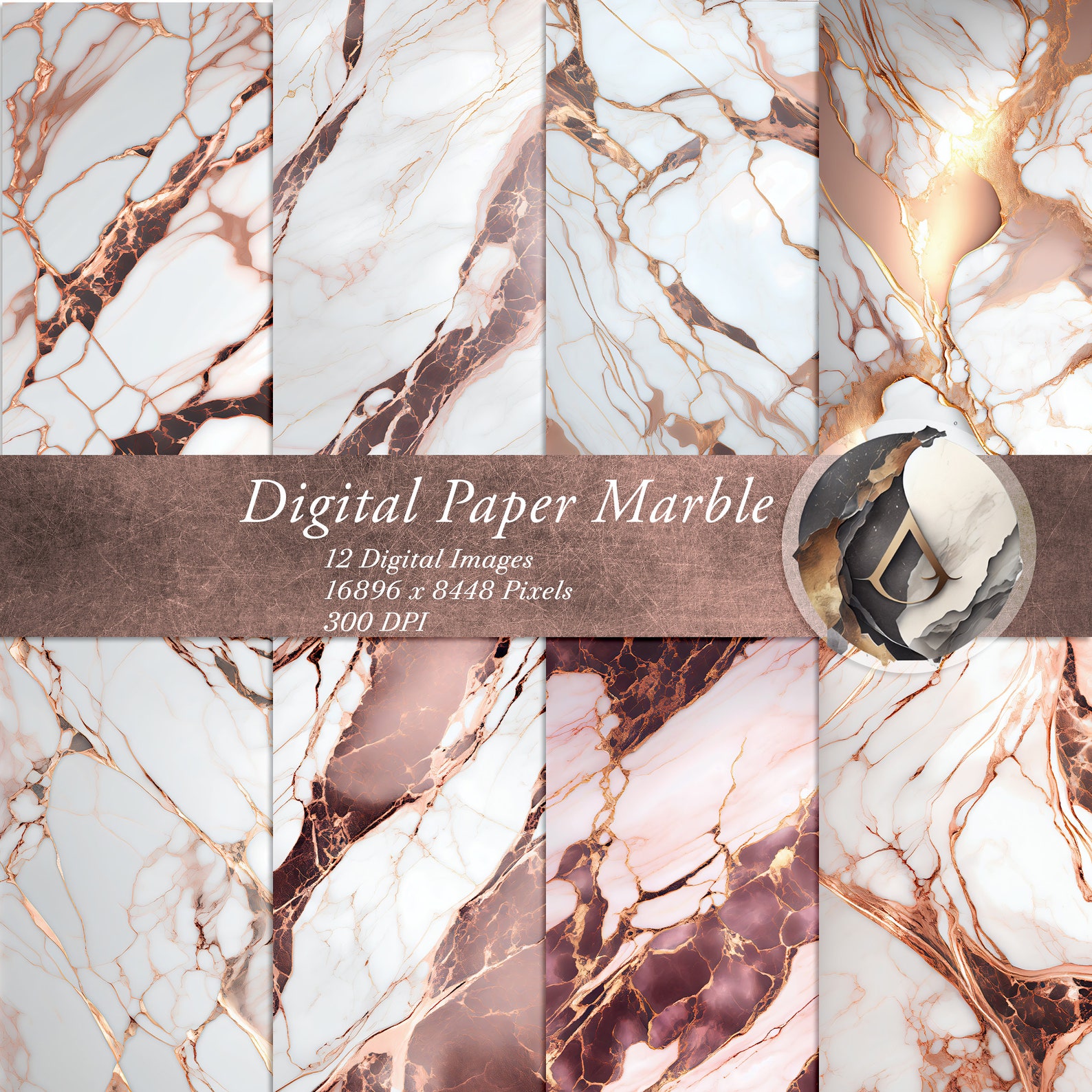 Rose Gold Marble Digital Paper - Seamless Marble Digital Design ...