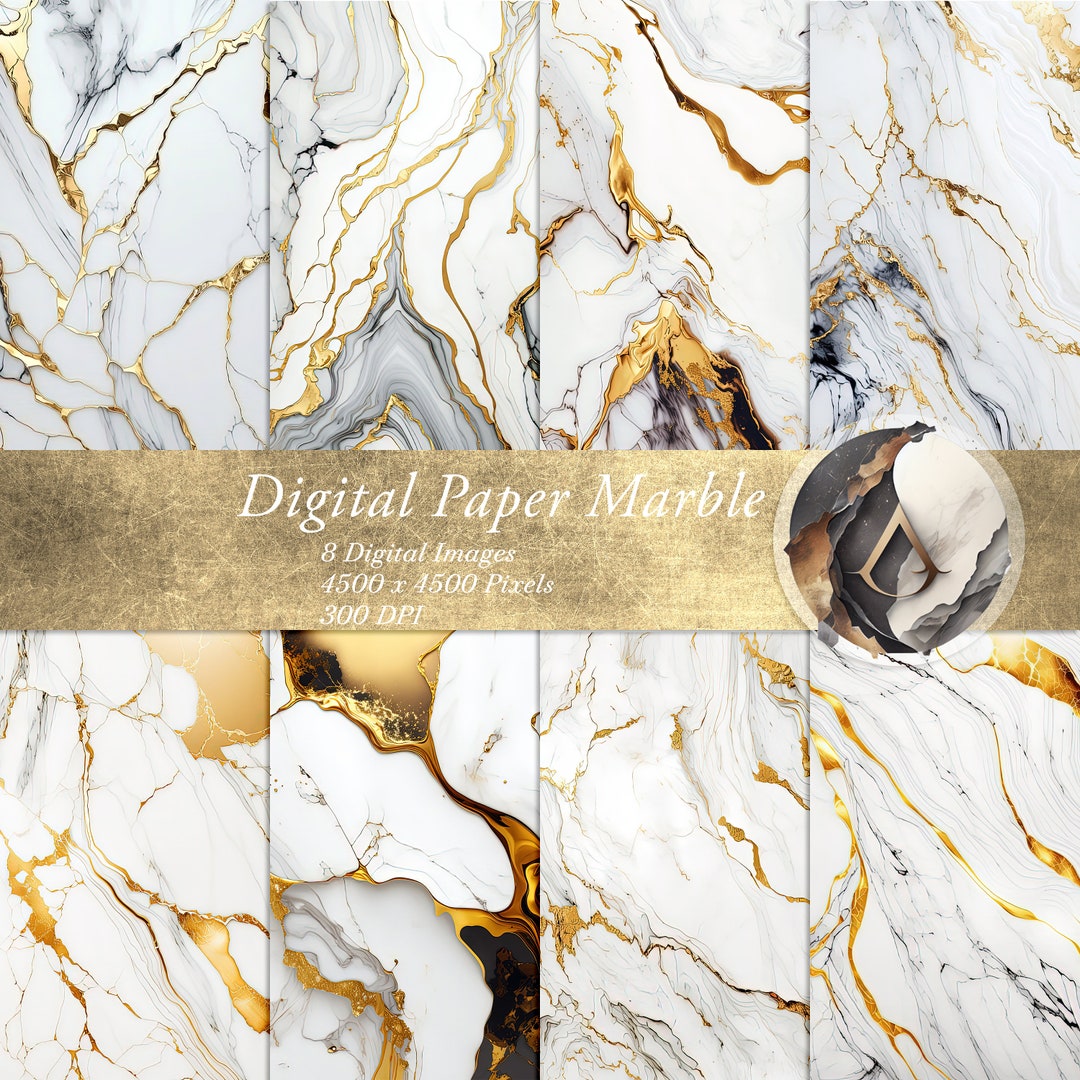 Gold Marble Digital Paper Printable Fine Art Paper for Notebook Cover ...