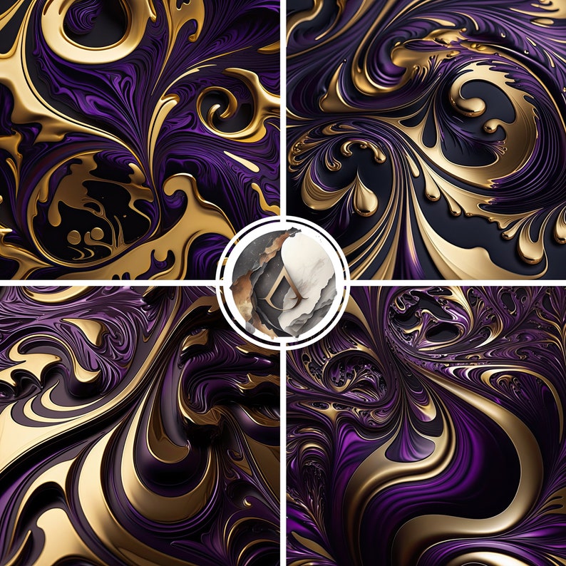 Purple and Gold Marble Digital Paper - Perfect for DIY Arts and Crafts ...