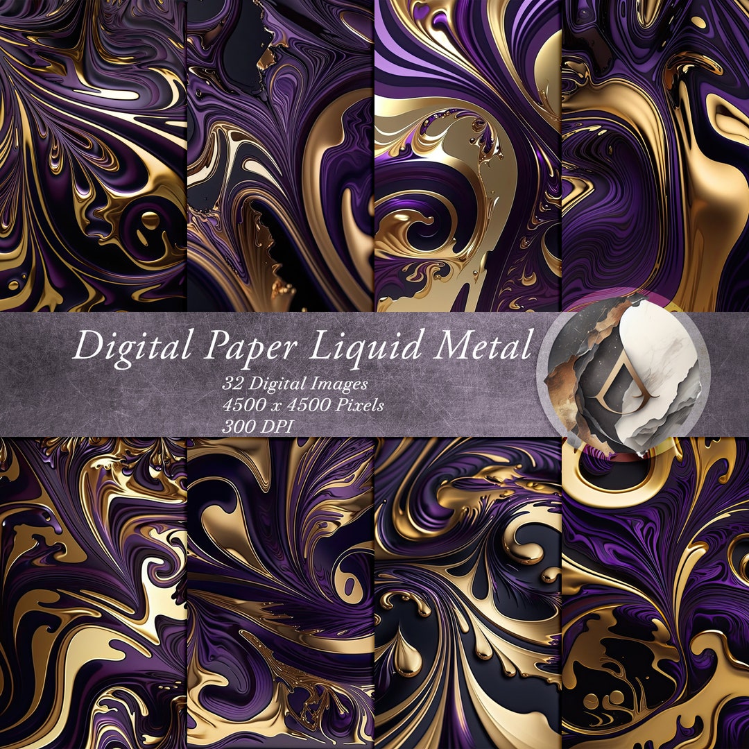 Purple and Gold Marble Digital Paper - Perfect for DIY Arts and Crafts ...