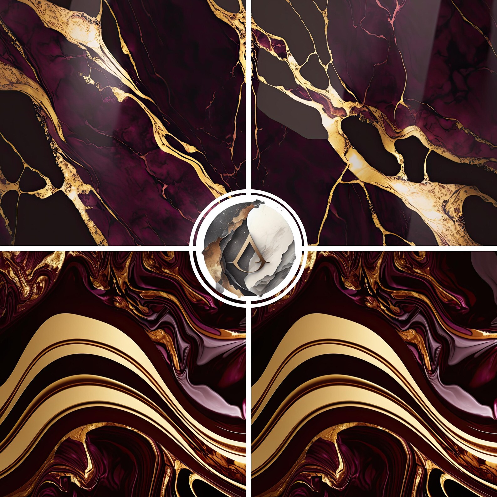Burgundy Gold Marble Digital Paper - Printable Paper for DIY | Perfect ...