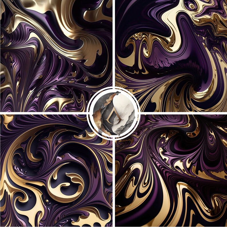 Purple and Gold Marble Digital Paper Perfect for DIY Arts - Etsy