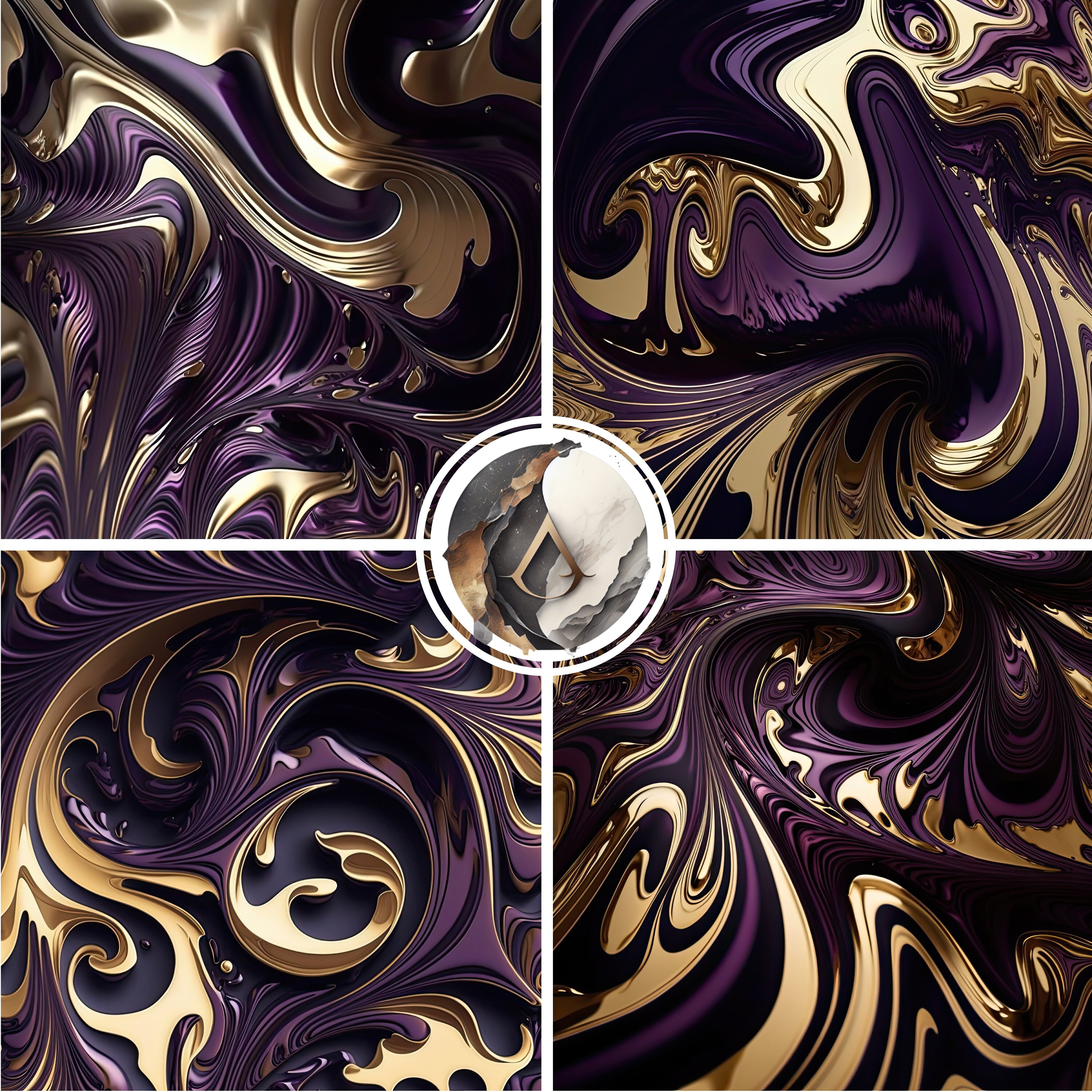 Purple and Gold Marble Digital Paper - Perfect for DIY Arts and Crafts ...