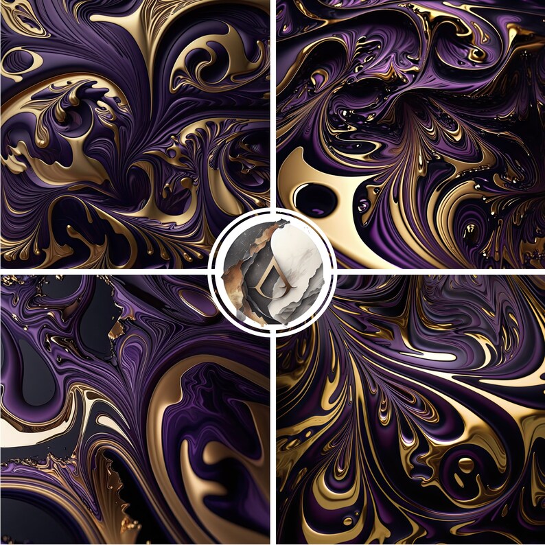 Purple and Gold Marble Digital Paper Perfect for DIY Arts - Etsy