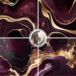 Burgundy Gold Marble Digital Paper - Printable Paper for DIY | Perfect ...
