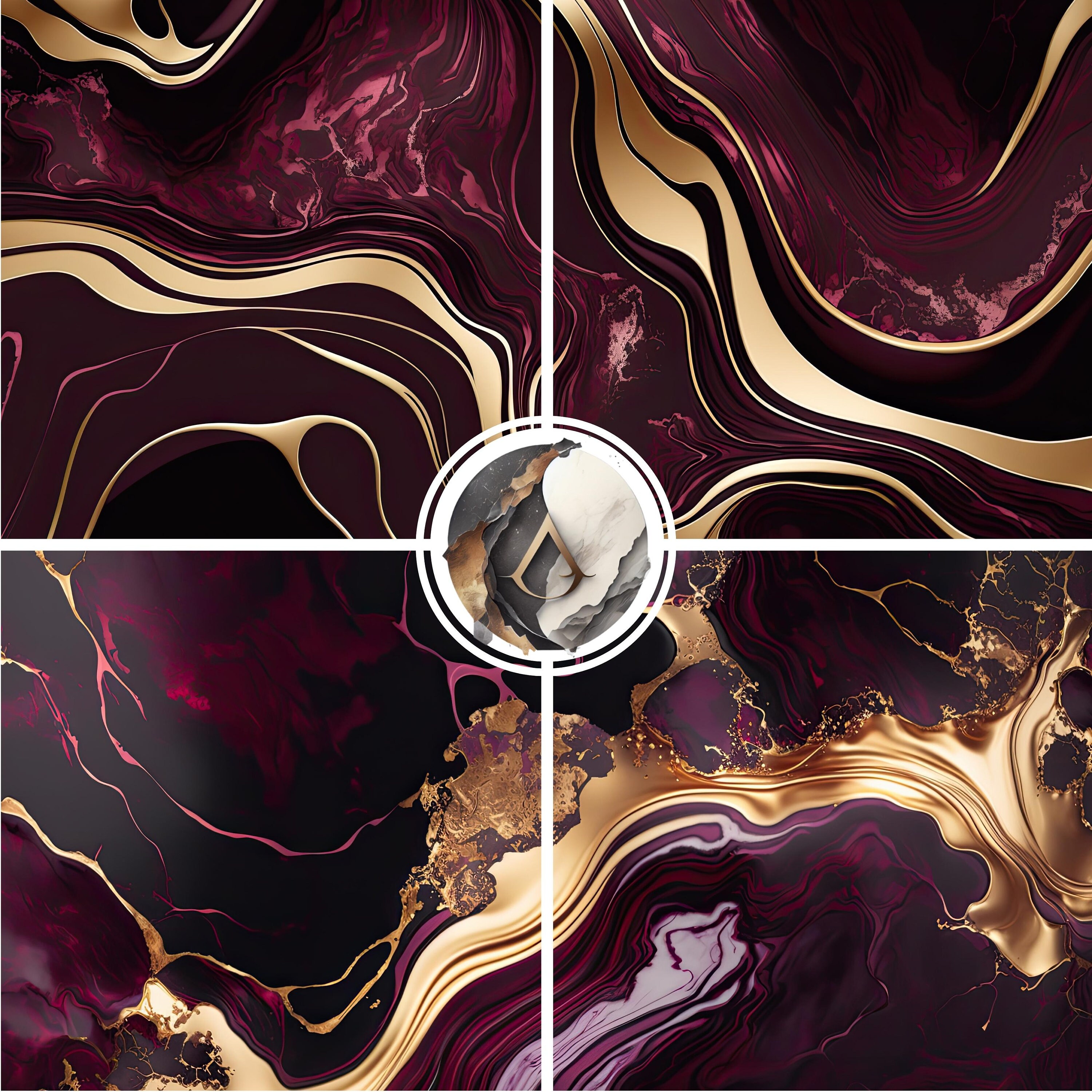 Burgundy Gold Marble Digital Paper - Printable Paper for DIY | Perfect ...