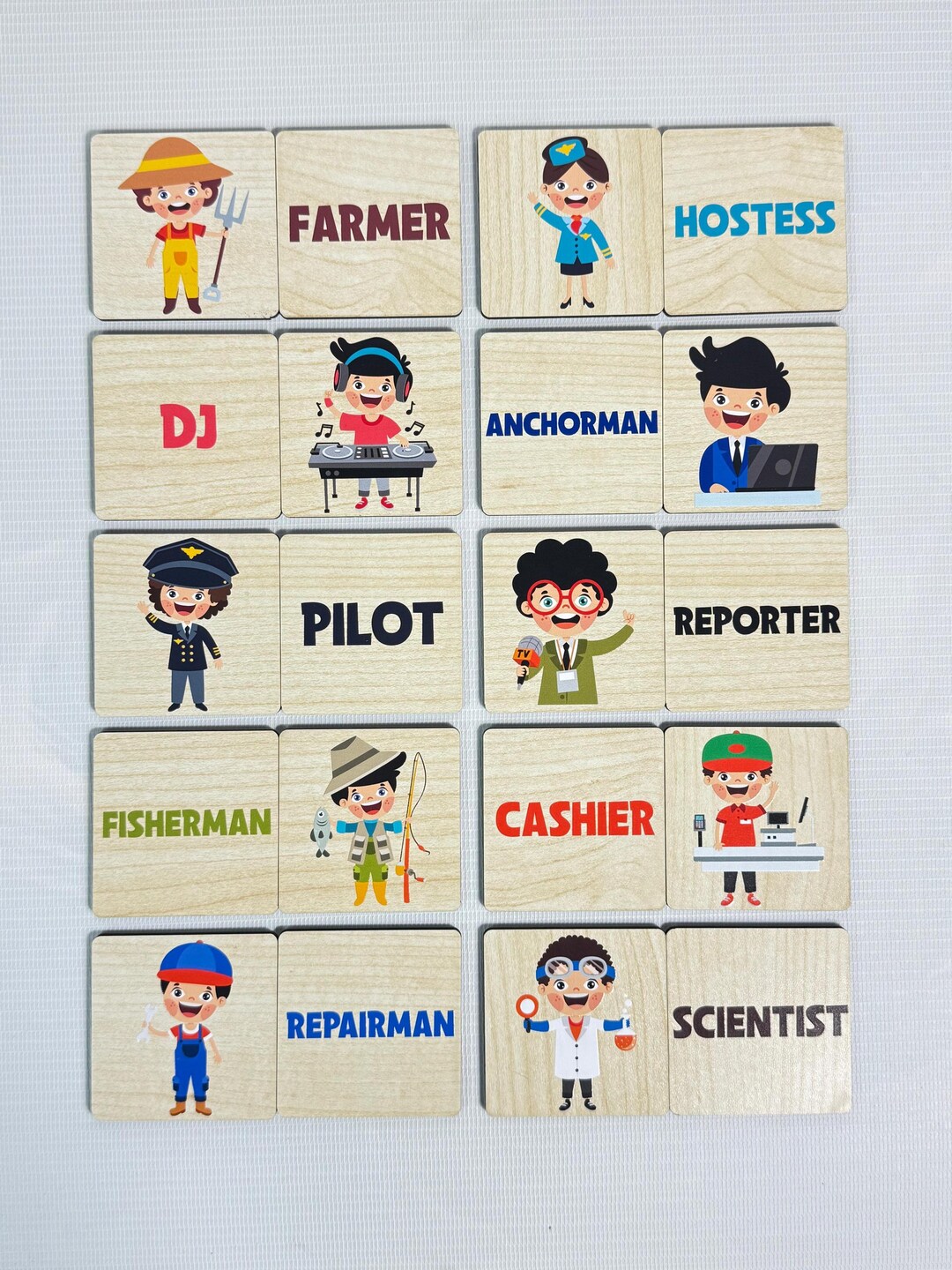 Educational Wooden Matching Game: Learn Professions With Fun - Etsy
