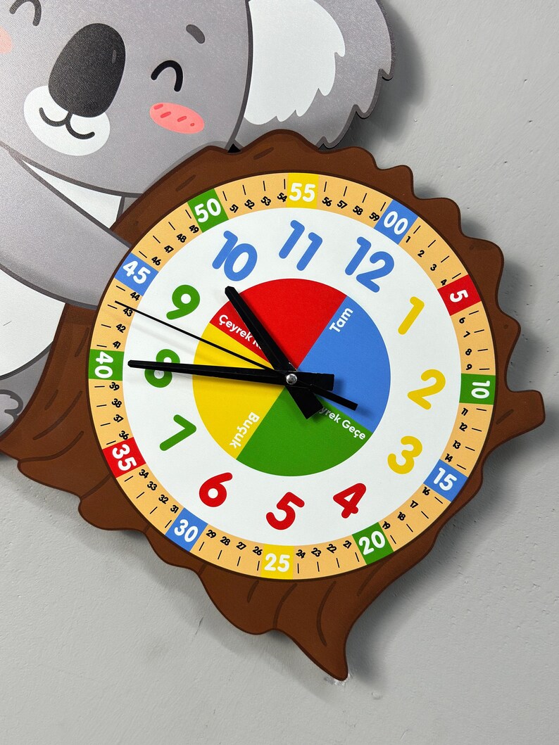 Koala Time Learning Wall Clock for Kids – Montessori Wooden Educational ...