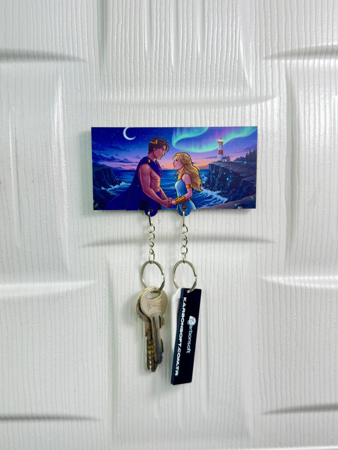 Fantasy Couple Key Holder – Lighthouse Romance Wooden Wall Hook ...