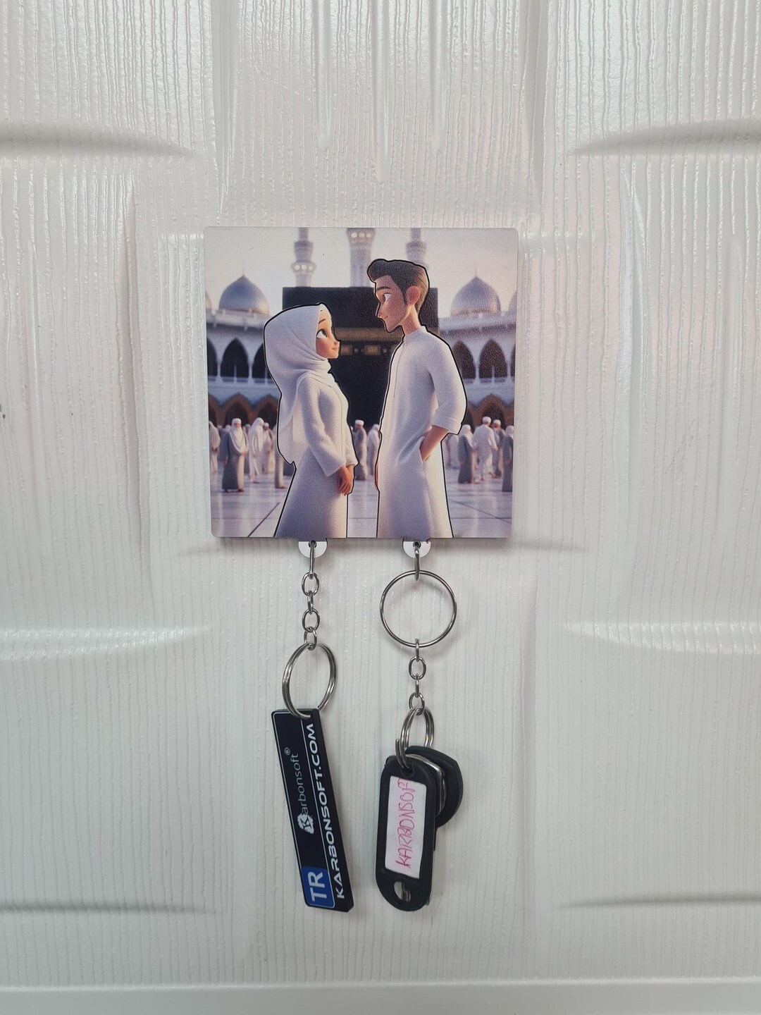 Kaaba Themed Wooden Keychain and Hanger With Kaaba Themed Wooden ...