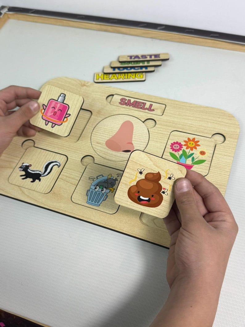 Montessori Wooden Sensory Matching Game – Explore the 5 Senses With Fun ...