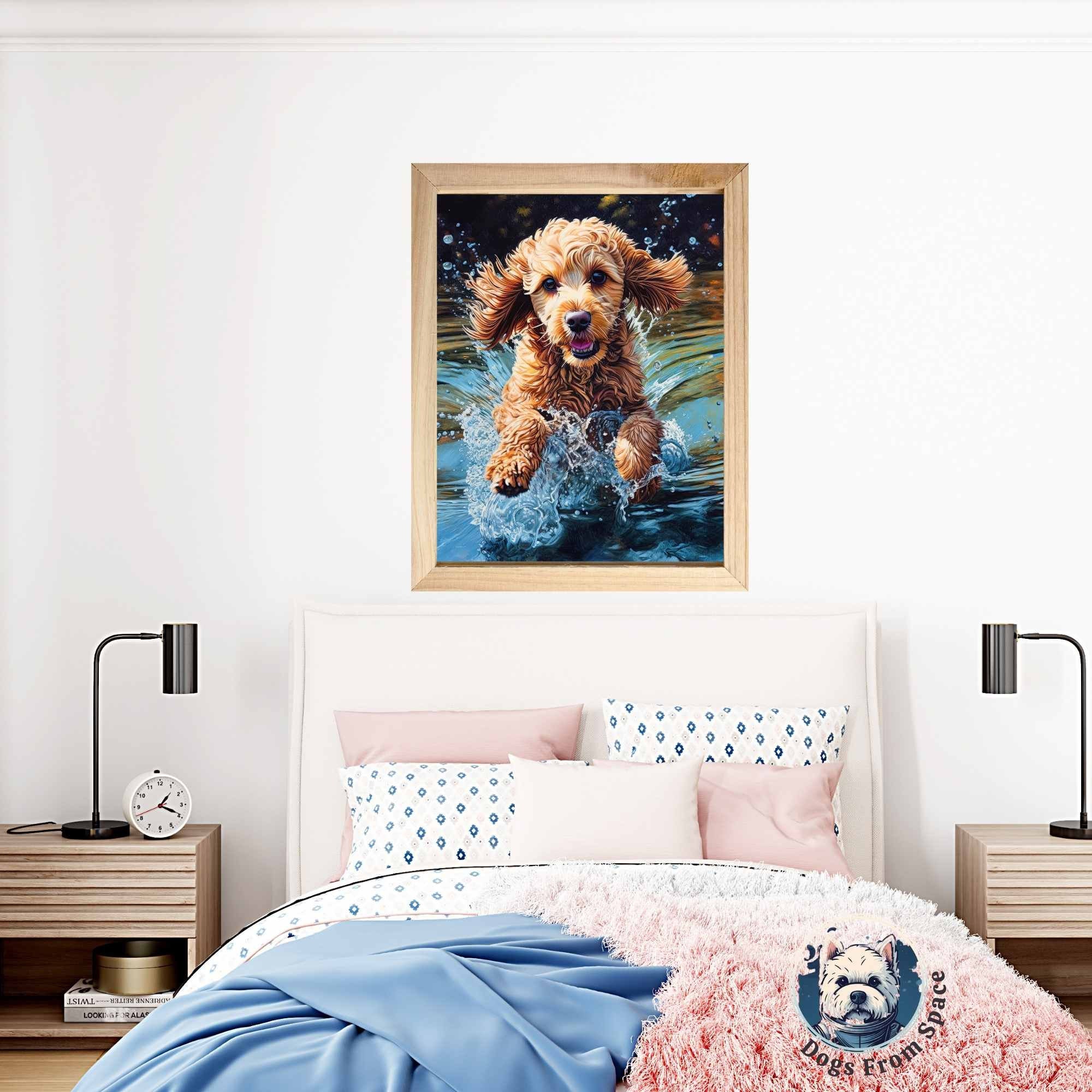 Groodle Pool Dive, Dog Poster, Dog Decor, Print, Dog, Golden Retriever ...