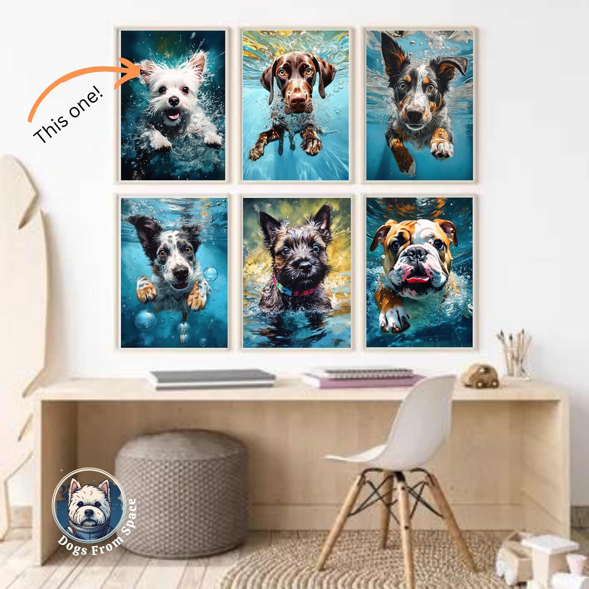 Maltese Puppy Pool Dive, Dog Poster, Dog Decor, Print, Maltese, Puppy ...