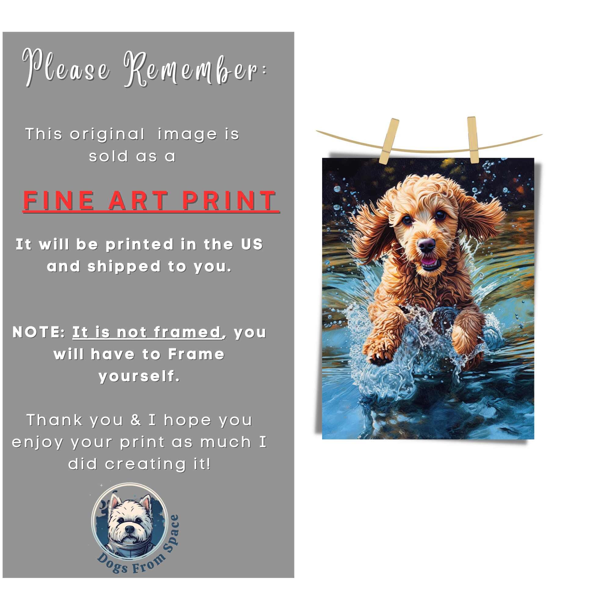 Groodle Pool Dive, Dog Poster, Dog Decor, Print, Dog, Golden Retriever ...