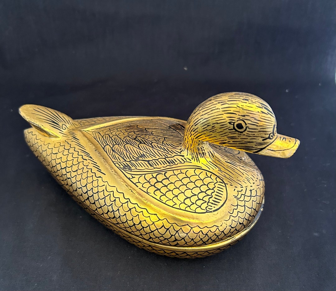 Duck Trinket Box. Laquerware Gold Gilt - Etsy