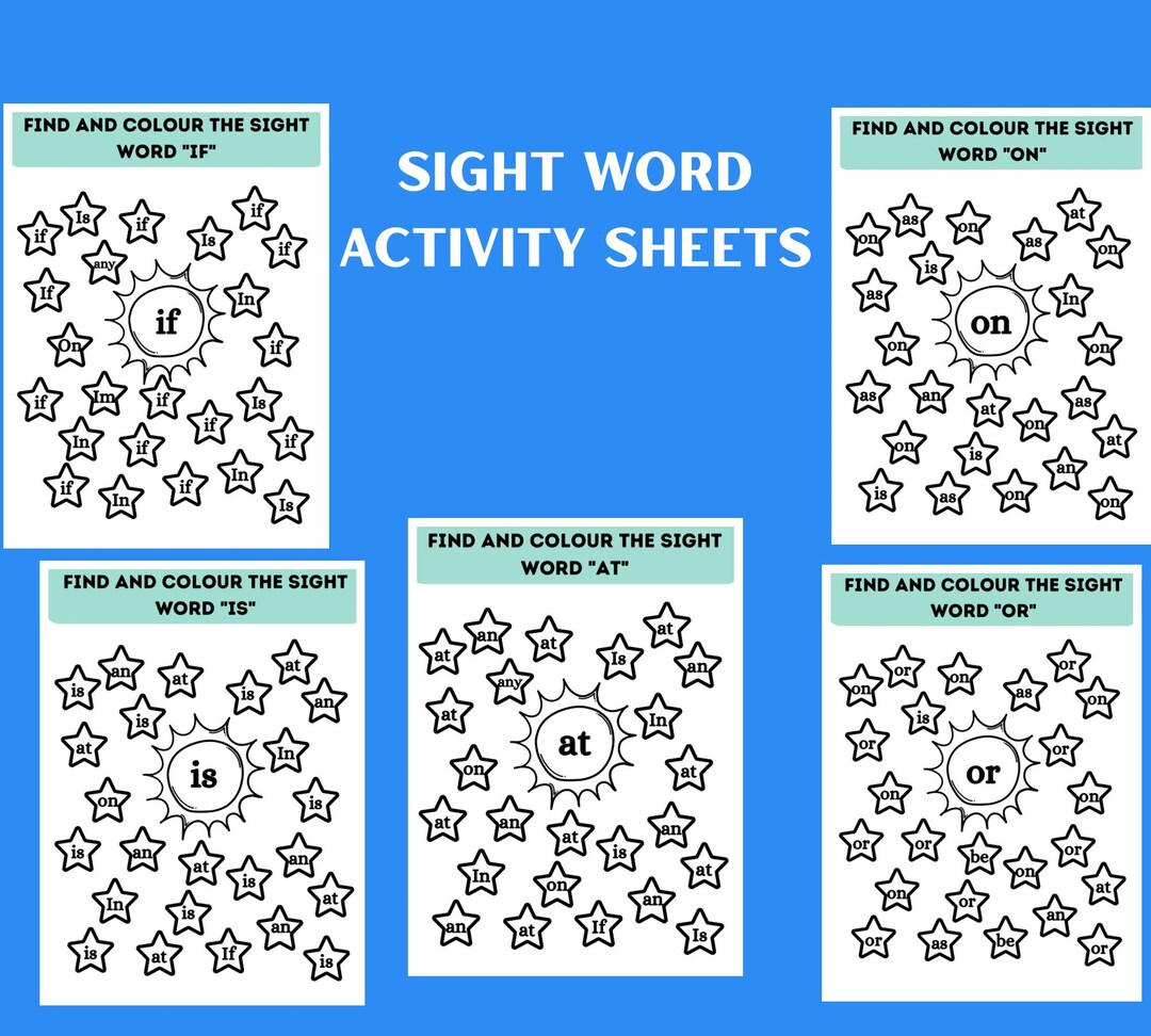 Children’s Sightword Worksheets | 20 Printable Find and Color Sightword ...