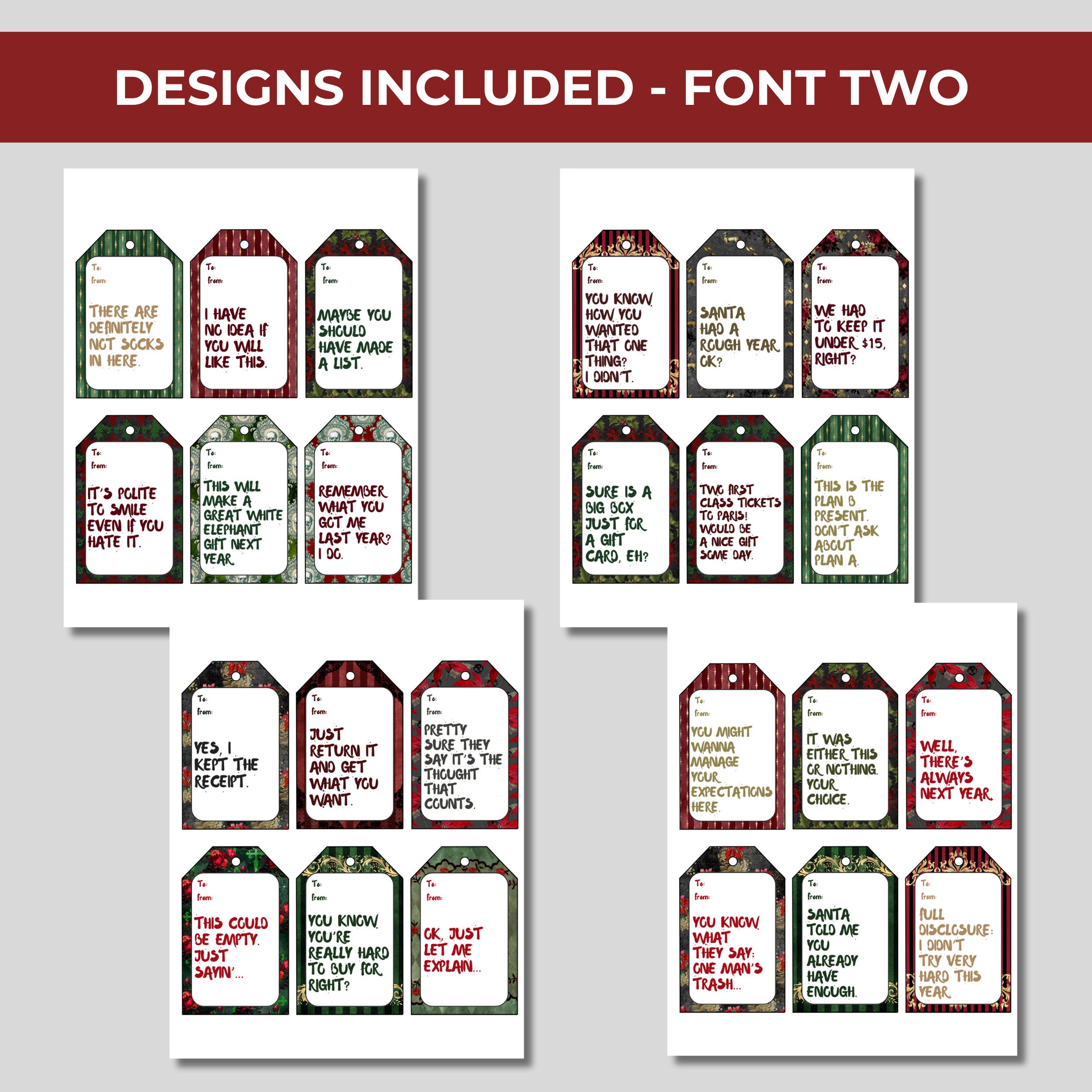 Funny Christmas Tags, Sarcastic Gift Tags, Funny Gift Tags, Printable ...