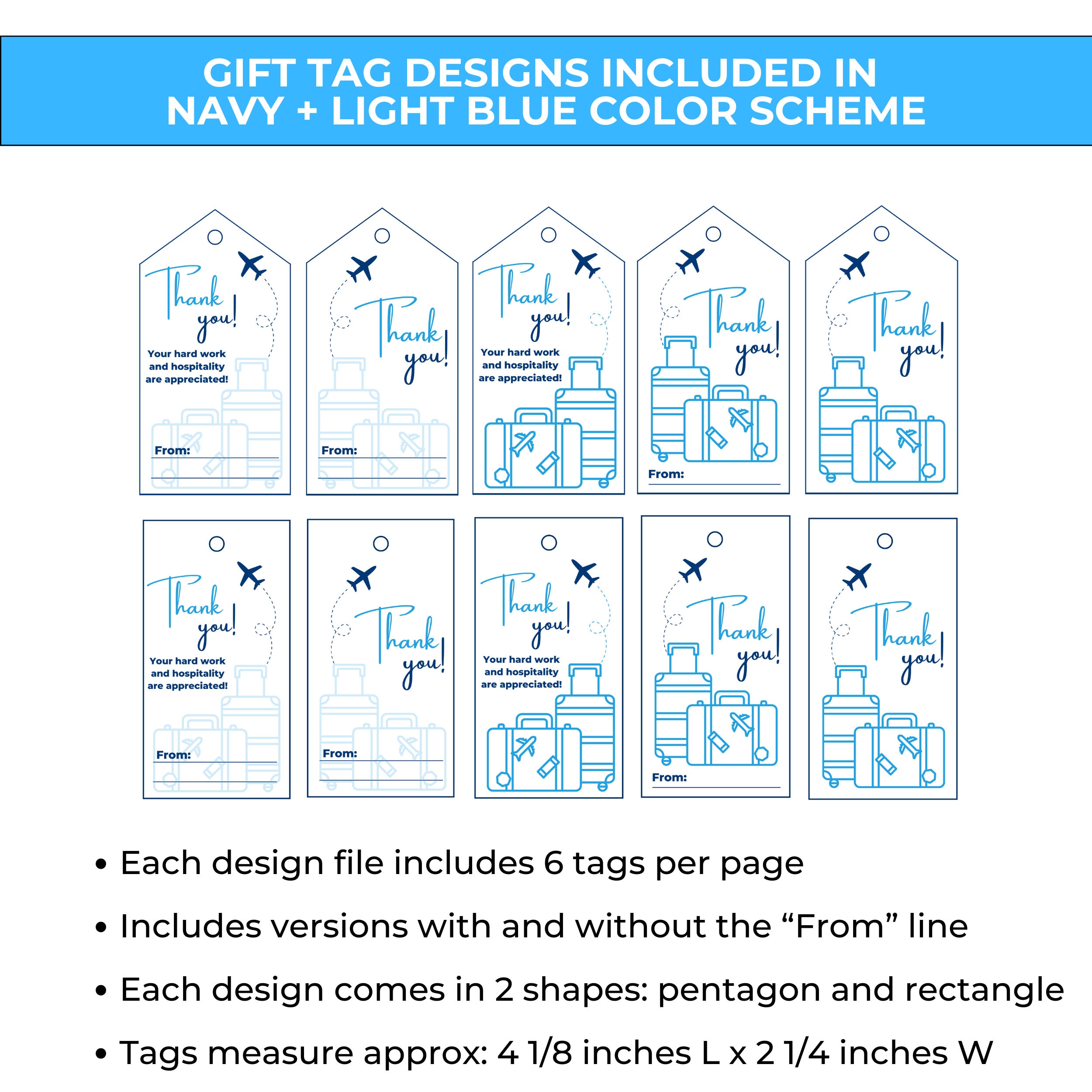 Flight Crew Gift Tags, Flight Attendant Thank You, Printable Thank You ...