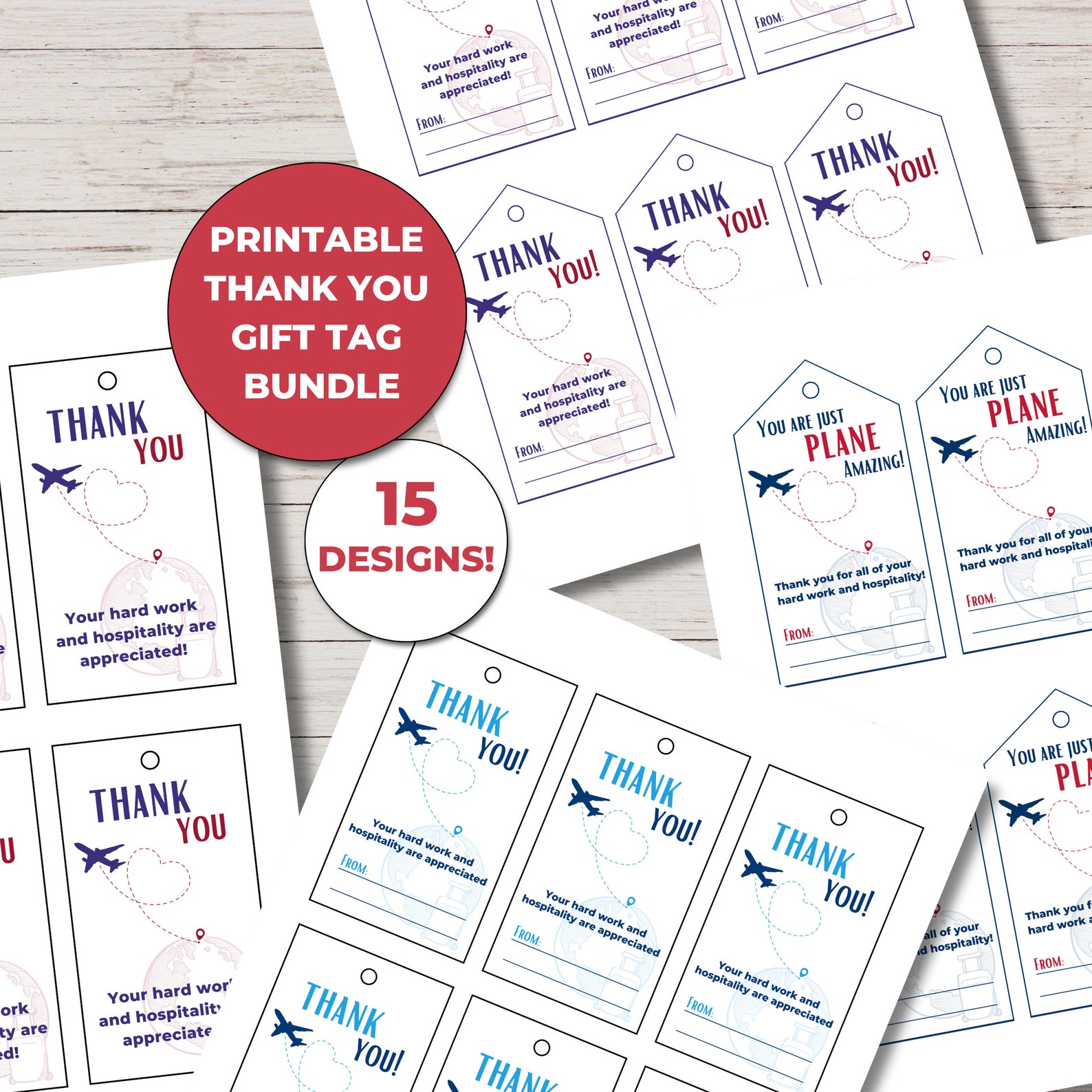 Flight Crew Gift Tags, Flight Attendant Thank You, Printable Thank You ...