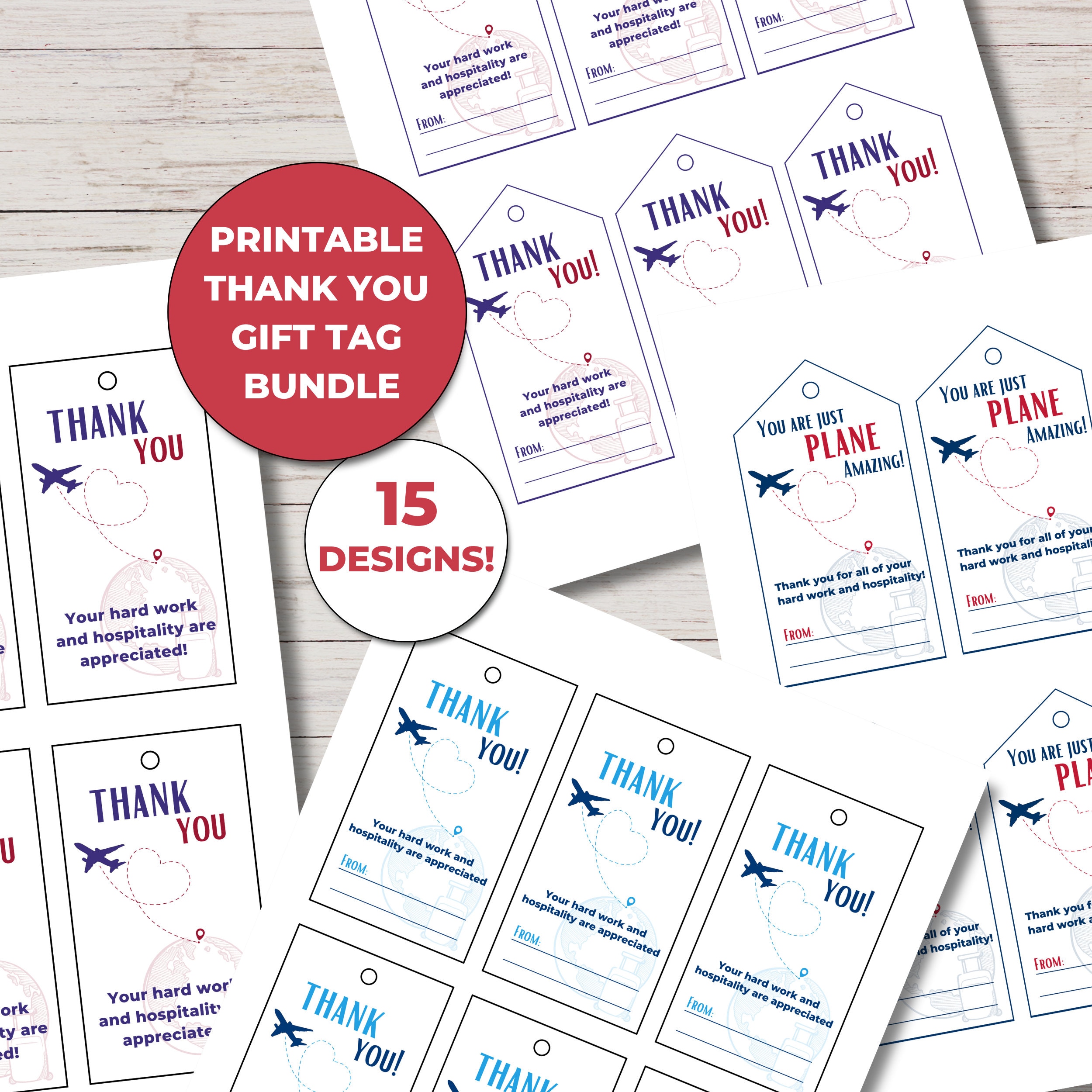 Flight Crew Gift Tags, Flight Attendant Thank You, Printable Thank You ...