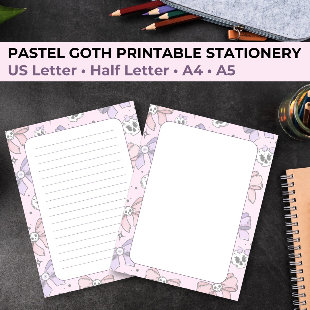 Pastel Goth Stationery, Goth Stationery, Pink Halloween, Cute Goth ...