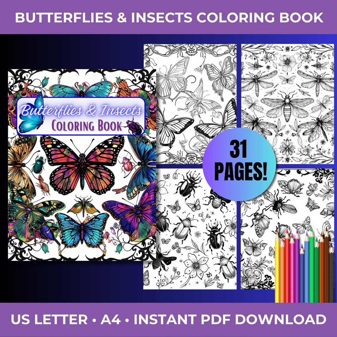 Butterfly Coloring Book, Butterfly Coloring Pages, Insect Coloring Book ...
