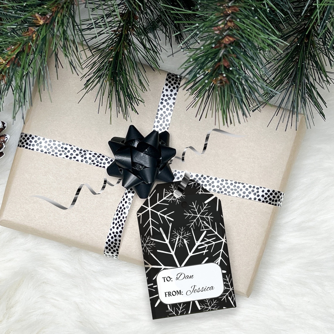 Black and White Christmas Tags Printable Christmas Gift Tags - Etsy
