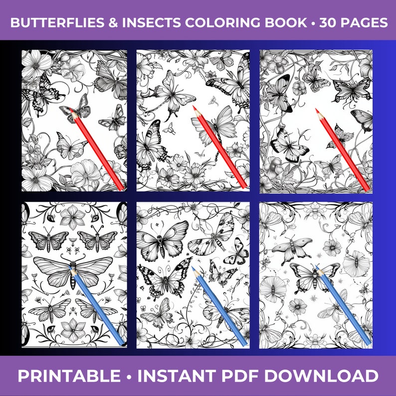Butterfly Coloring Book, Butterfly Coloring Pages, Insect Coloring Book ...