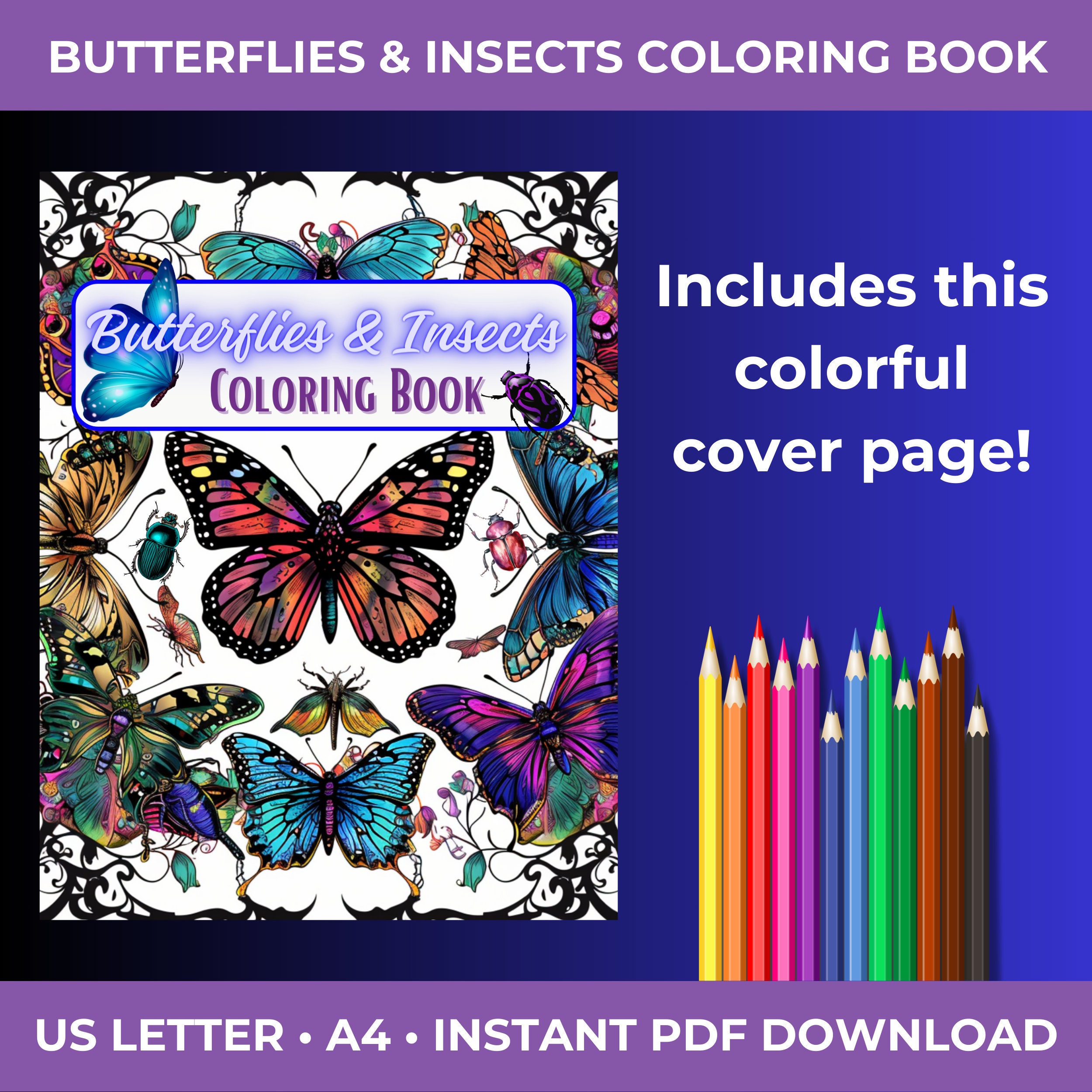 Butterfly Coloring Book, Butterfly Coloring Pages, Insect Coloring Book ...