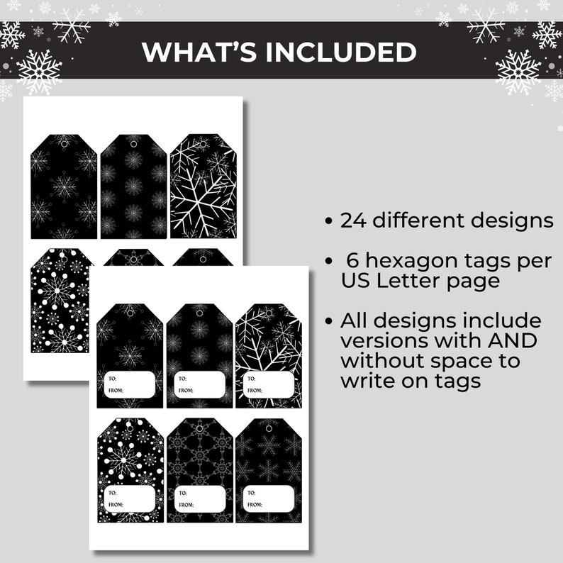 Black and White Christmas Tags, Printable Christmas Gift Tags ...