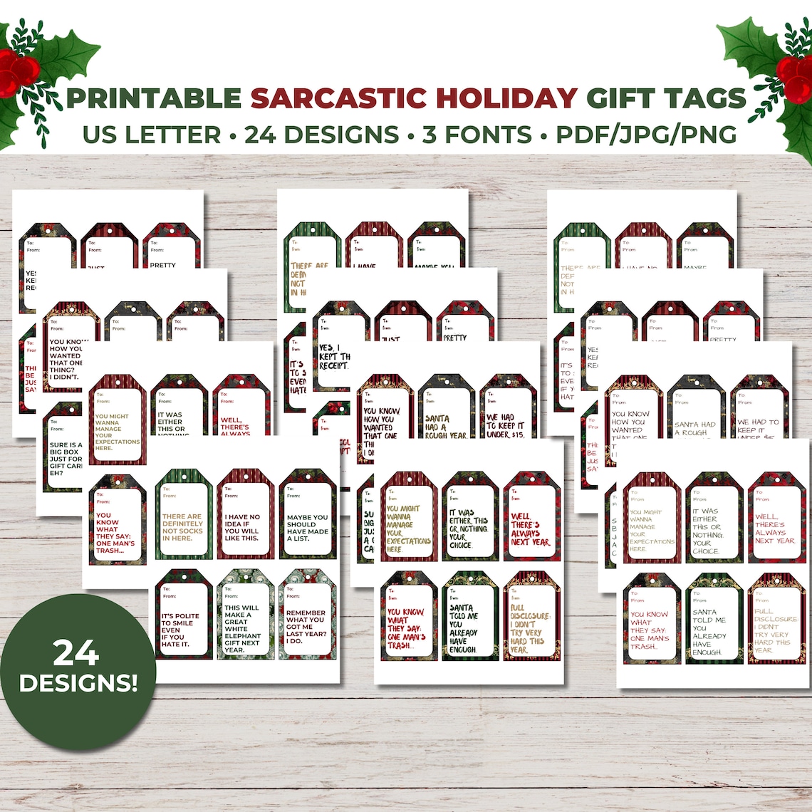 Funny Christmas Tags, Sarcastic Gift Tags, Funny Gift Tags, Printable ...