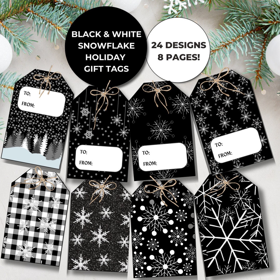 Black and White Christmas Tags, Printable Christmas Gift Tags ...