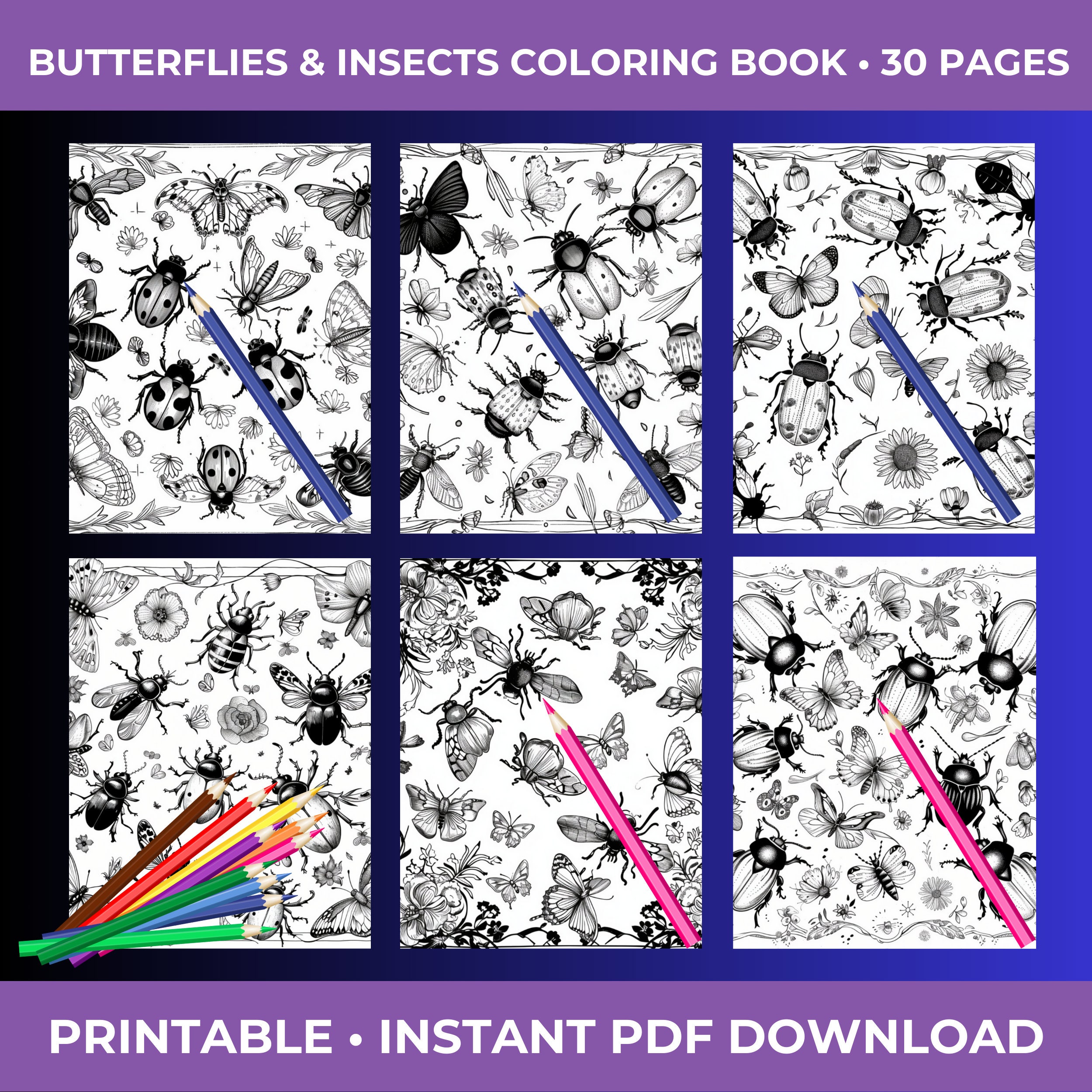 Butterfly Coloring Book, Butterfly Coloring Pages, Insect Coloring Book ...