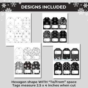 Black and White Christmas Tags, Printable Christmas Gift Tags ...