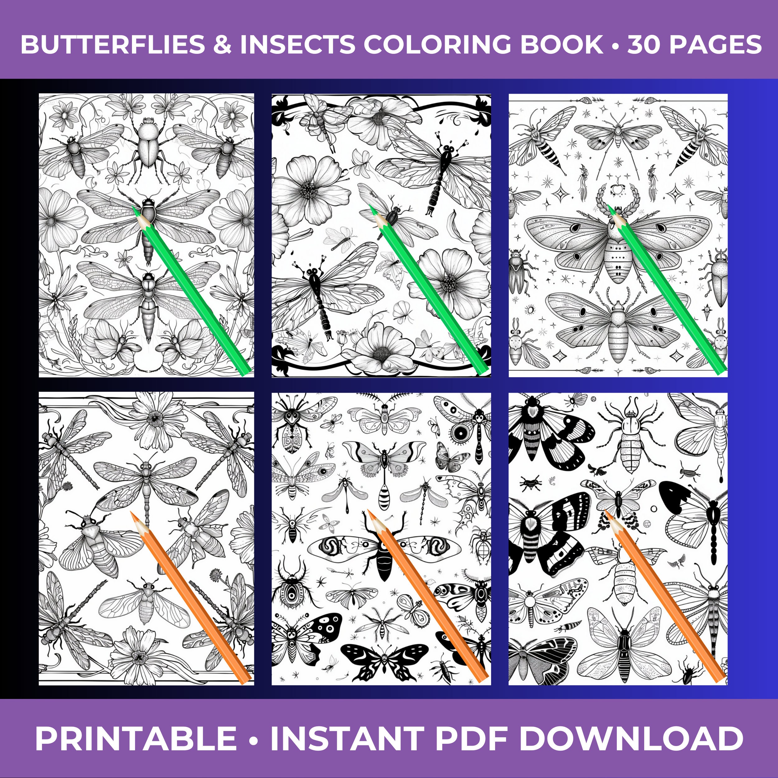 Butterfly Coloring Book, Butterfly Coloring Pages, Insect Coloring Book ...