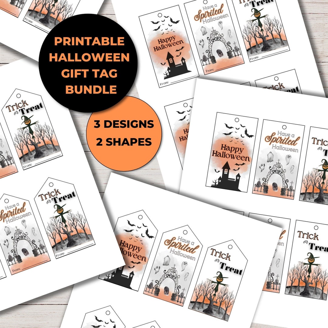 Halloween Tags Printable, Halloween Treat Tags Printable, Printable ...