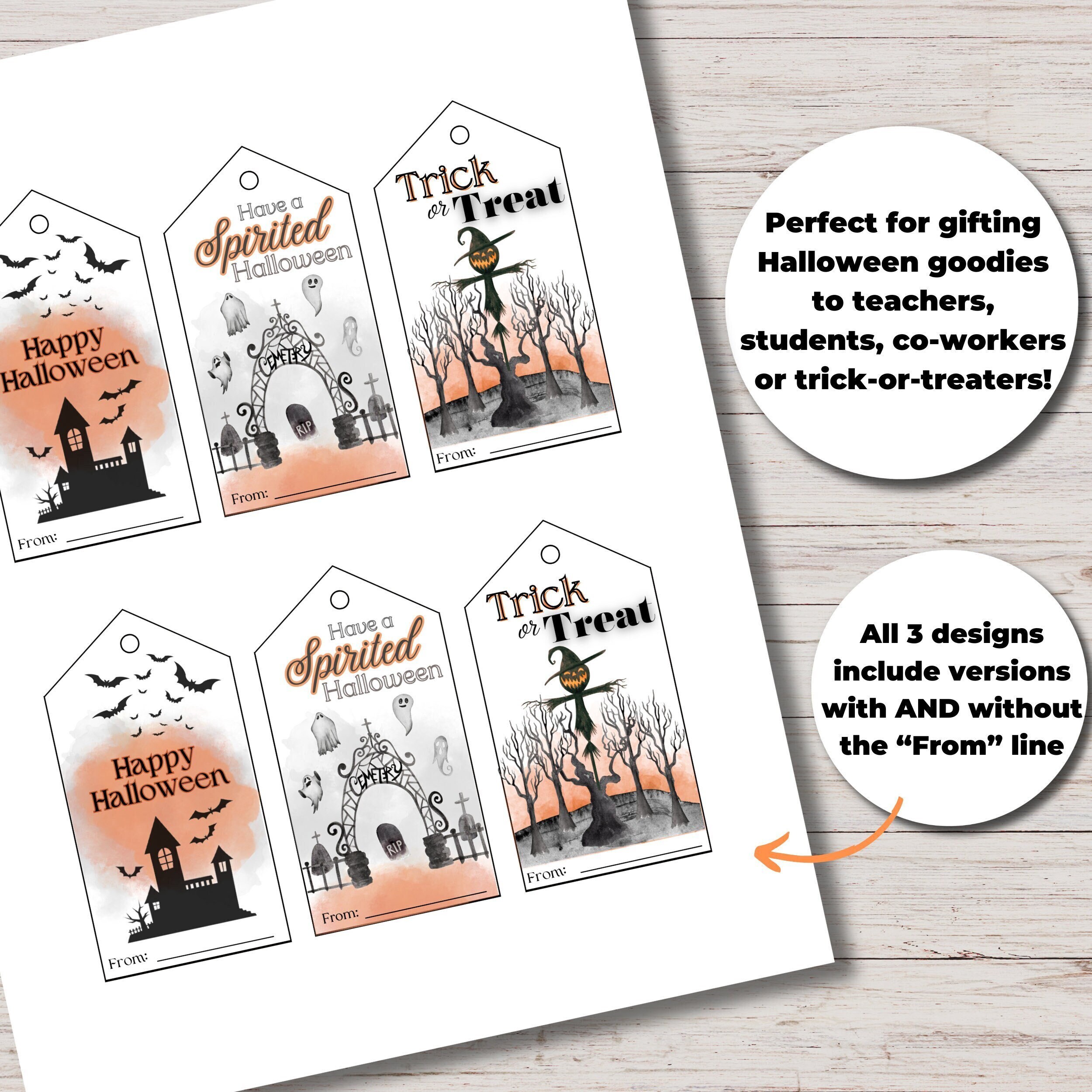 Halloween Tags Printable, Halloween Treat Tags Printable, Printable ...