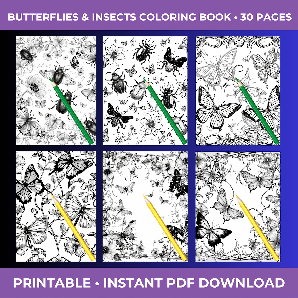 Butterfly Coloring Book, Butterfly Coloring Pages, Insect Coloring Book ...
