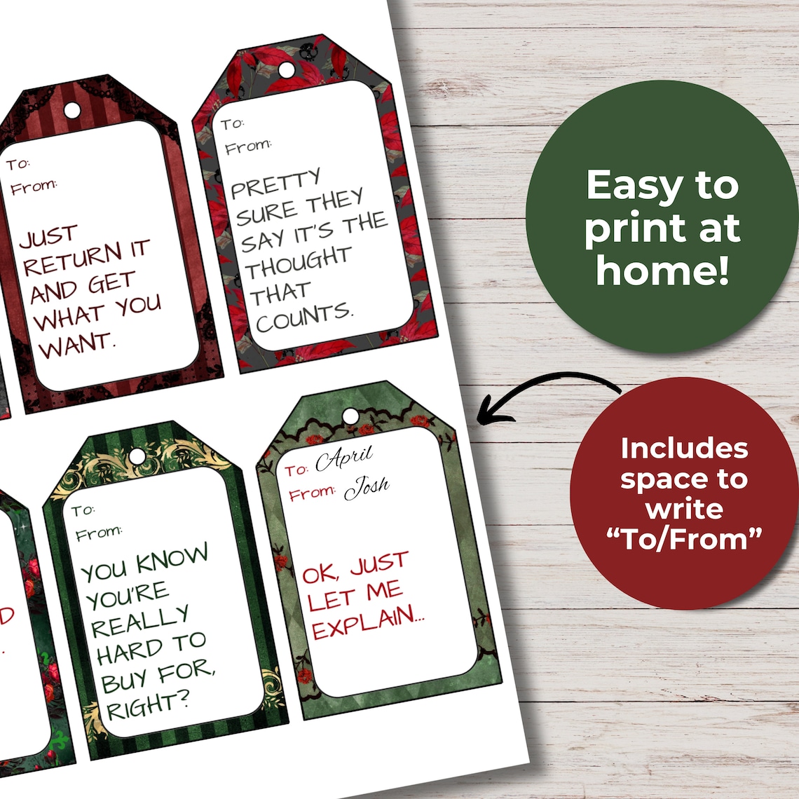 Funny Christmas Tags, Sarcastic Gift Tags, Funny Gift Tags, Printable ...