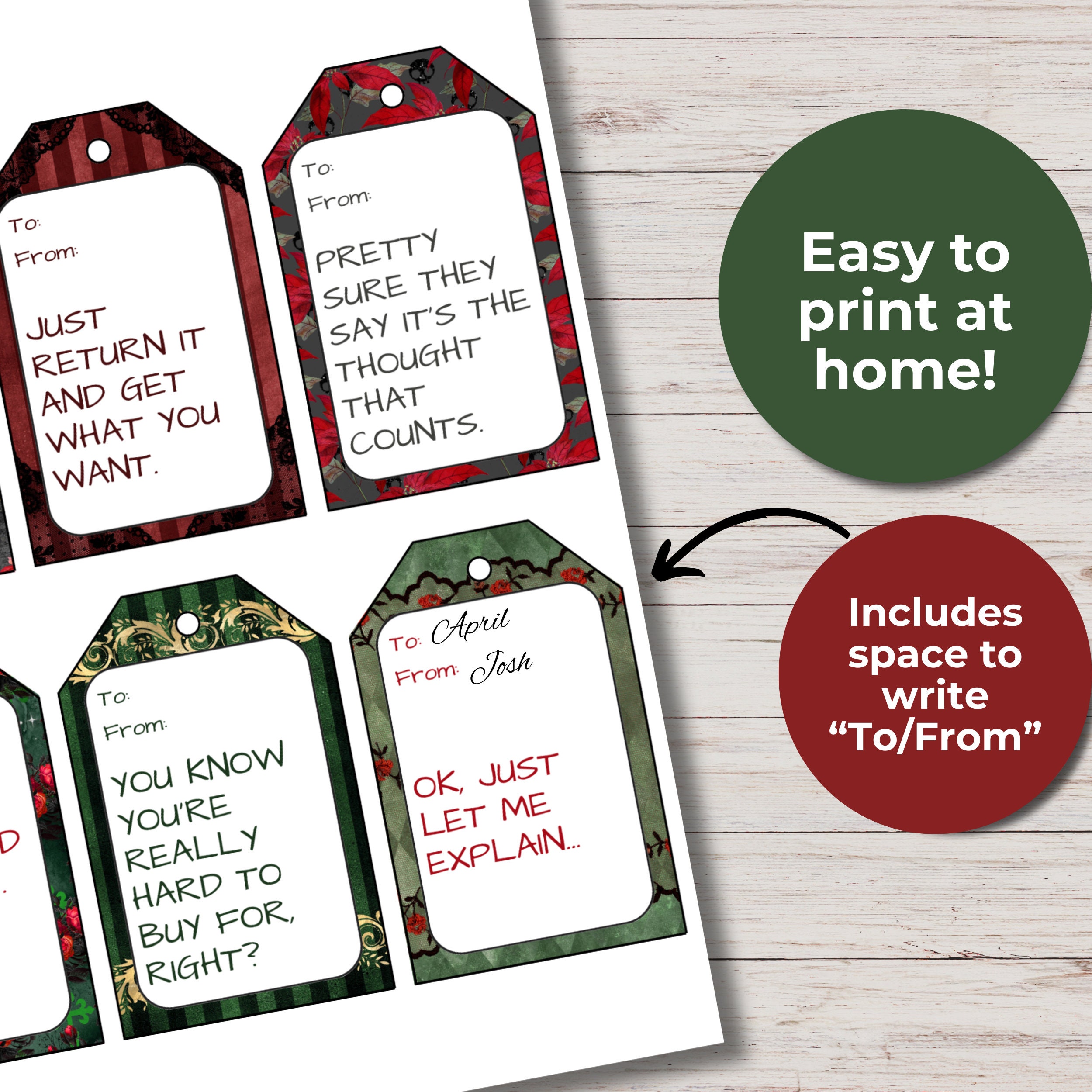 Funny Christmas Tags, Sarcastic Gift Tags, Funny Gift Tags, Printable ...
